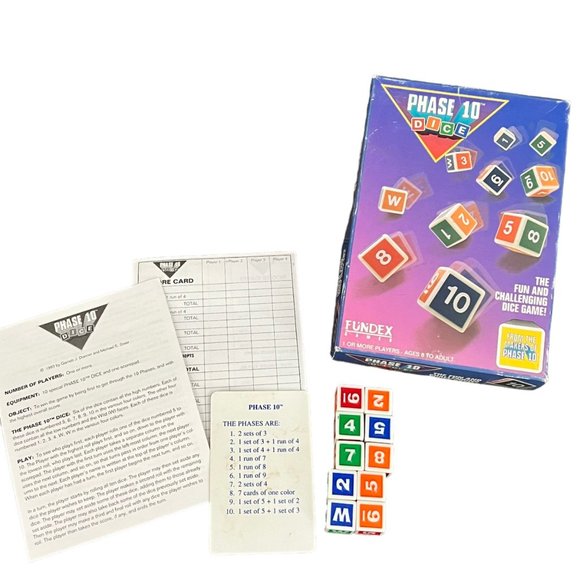 Fundex | Games | Phase Dice Boxed Game Complete Score Sheet Dice ...